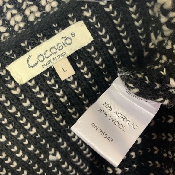 cocogio | Sweaters | Cocogio Knit Cardigan Sweater Italy Black White L ...